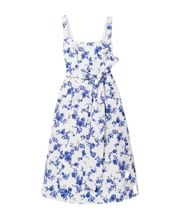 Carolina Herrera Floral Print Belted Dress - White