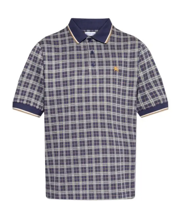 Burberry Ekd Embroidered Checked Short Sleeved Polo Shirt