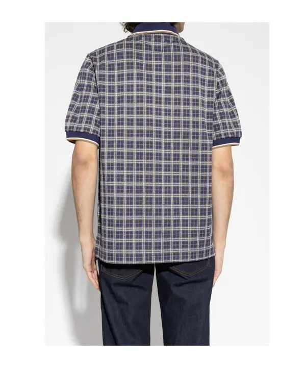 Burberry Ekd Embroidered Checked Short Sleeved Polo Shirt