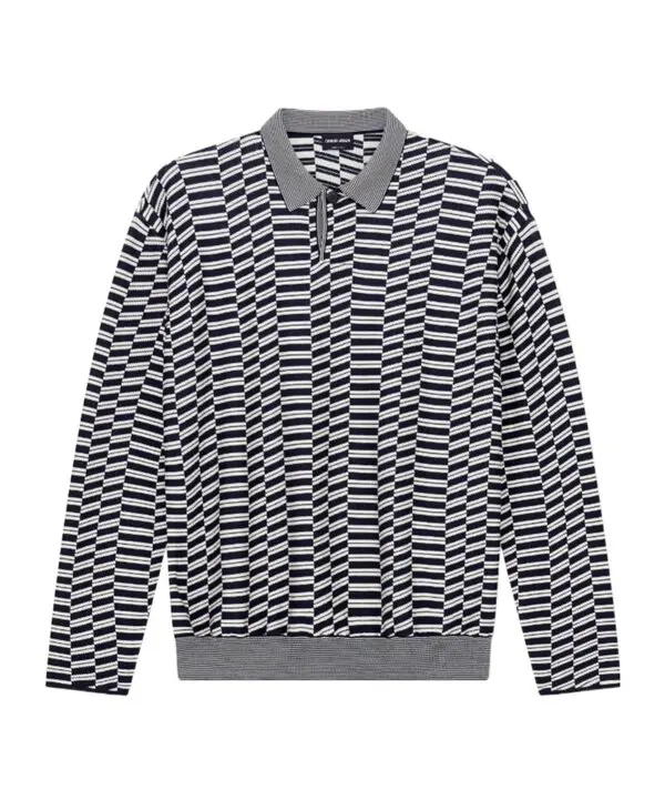 Giorgio Armani Striped Polo Shirt - Black