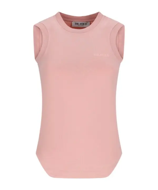 Attico Logo Embroidered Sleeveless Top - Pink