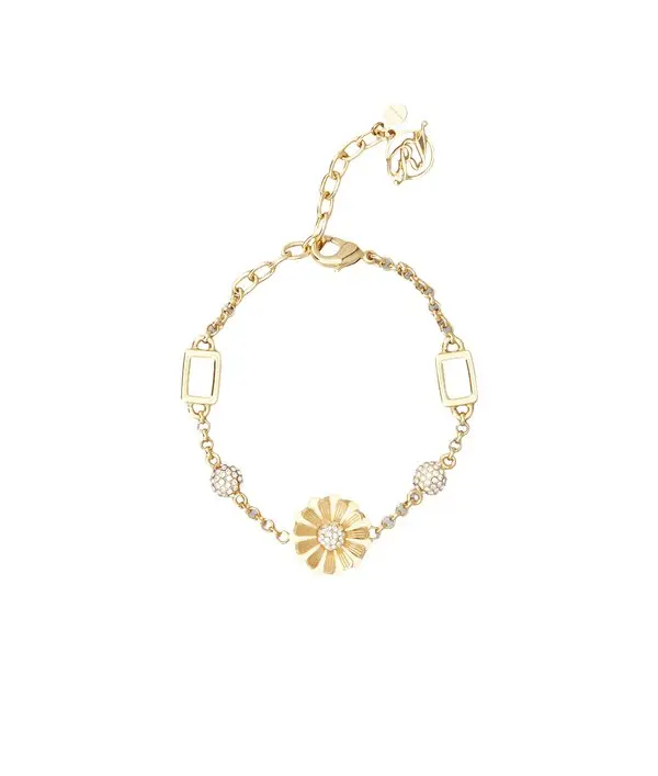 ROGER VIVIER Embellished Floral Bracelet With Mini Buckles - Gold