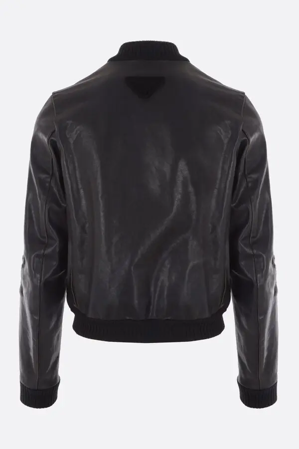 Prada Long-sleeved Zipped Leather Bomber Jacket