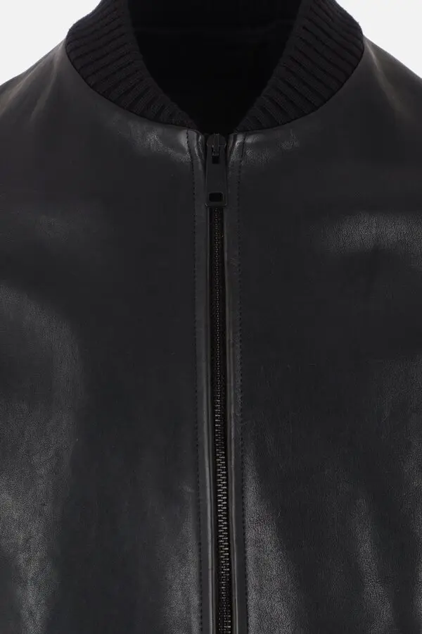 Prada Long-sleeved Zipped Leather Bomber Jacket