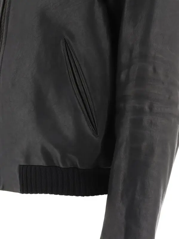 Prada Long-sleeved Zipped Leather Bomber Jacket