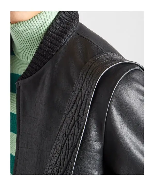 Prada Long-sleeved Zipped Leather Bomber Jacket