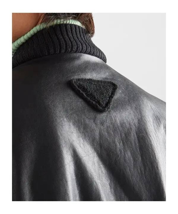 Prada Long-sleeved Zipped Leather Bomber Jacket