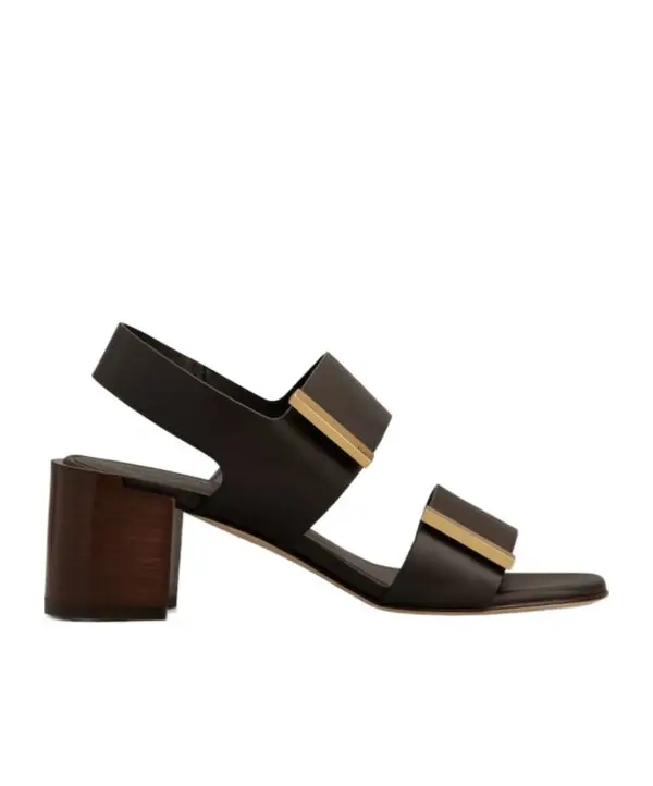 TOD'S Block Heel Slingback Sandals With Metal Detail - Black