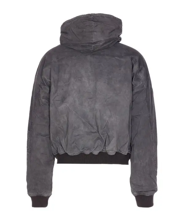 REPRESENT Washed Bomber Hooded Jacket - Black