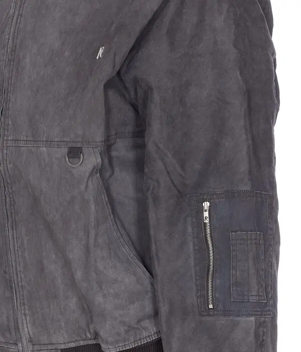 REPRESENT Washed Bomber Hooded Jacket - Black
