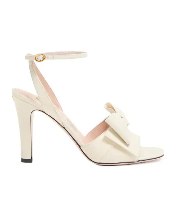 Valentino Garavani Bow Detailed Ankle-strapped Sandals - Ivory
