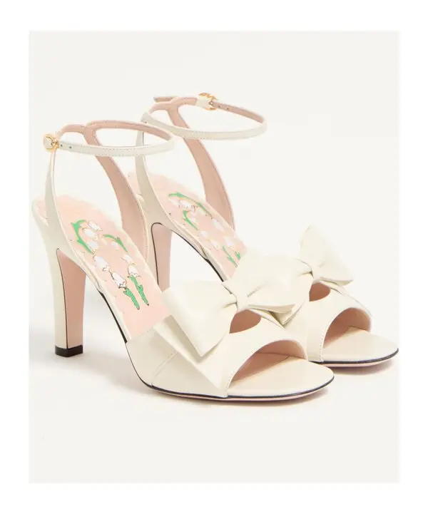 Valentino Garavani Bow Detailed Ankle-strapped Sandals - Ivory