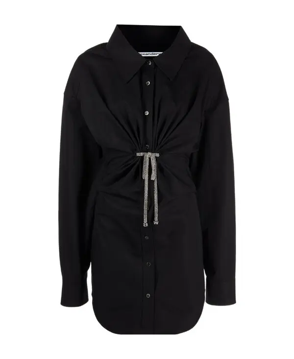 Alexander Wang Twisted Tie Detail Shirt Dress - Black