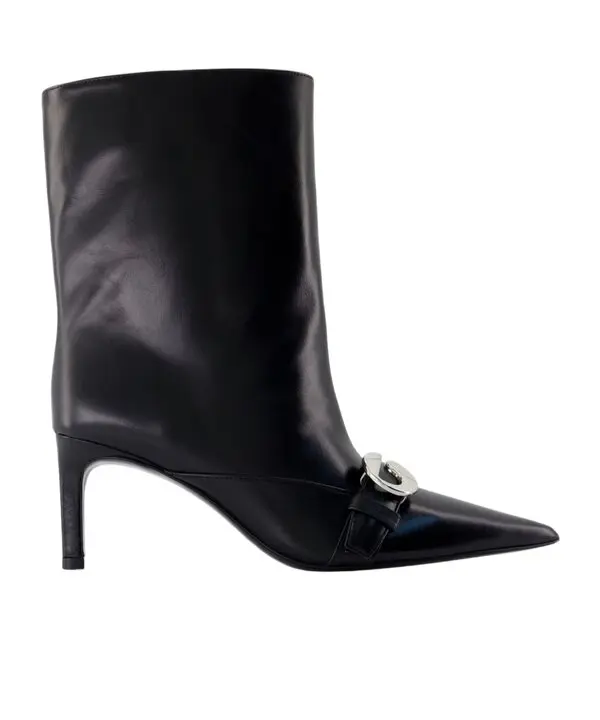 Coperni 75mm Belted Pointed Toe Ankle Boots - Black