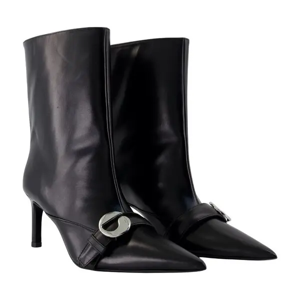 Coperni 75mm Belted Pointed Toe Ankle Boots - Black