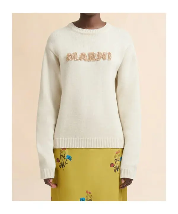 Marni Brushed Wool Laser-cut Logo Sweater
