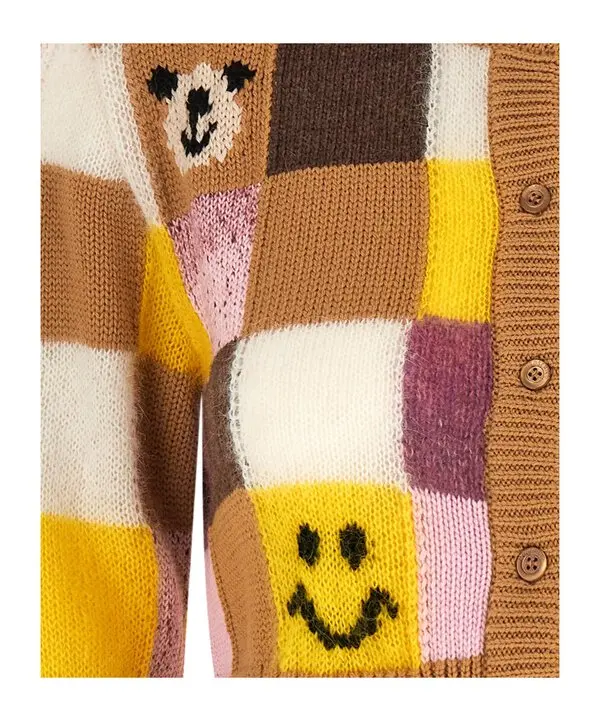 Moschino Checked Teddy & Smiley Face Long Sleeve Sweater