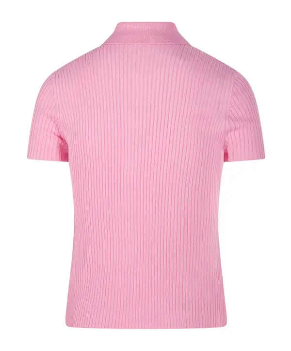 Balenciaga Short-sleeve Rib-knit Collared Top