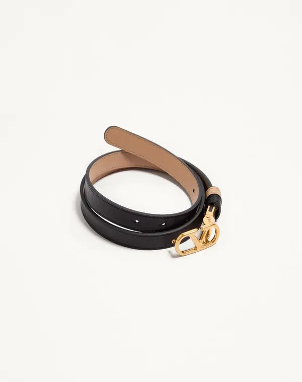 Valentino Garavani Vlogo Signature Reversible Shiny Calfskin Belt 20mm / 1.2 - Nero/rose Sand