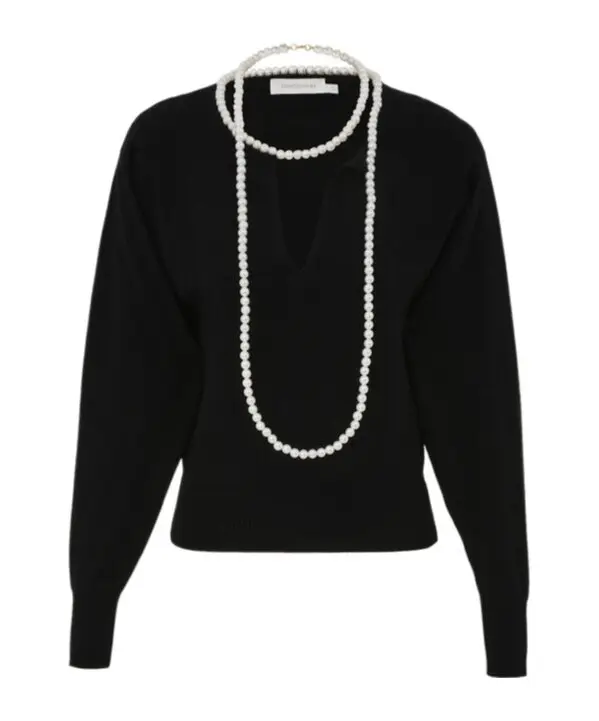 Zimmermann Wool Sweater With Detachable Pearl Necklace