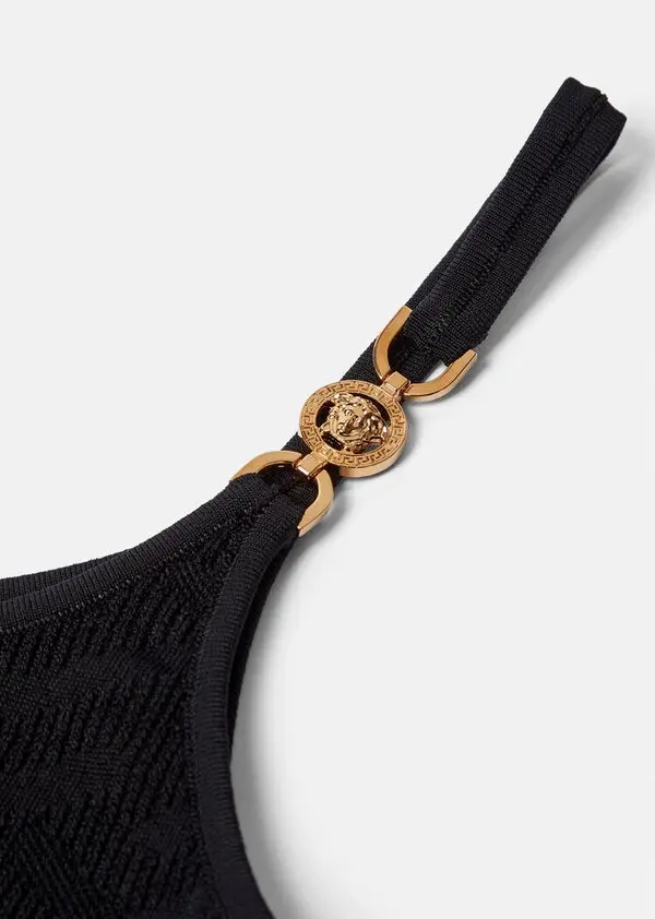 Versace Medusa Plaque Cropped Knit Top - Black