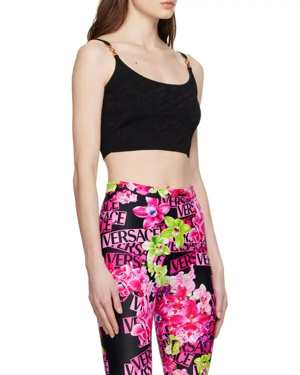Versace Medusa Plaque Cropped Knit Top - Black