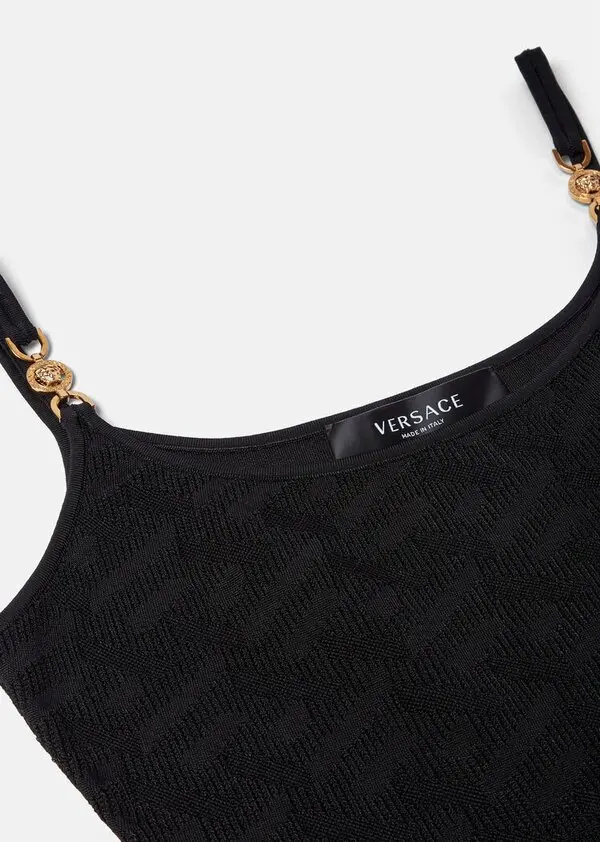 Versace Medusa Plaque Cropped Knit Top - Black