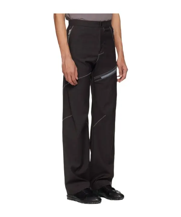 KIKO KOSTADINOV Fosco Zigzag Stitch Straight Leg Trousers