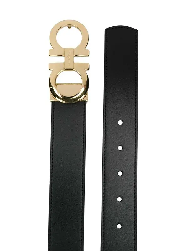 FERRAGAMO Gancini Leather Belt - Black