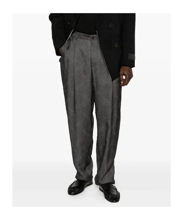 Giorgio Armani Textured Chevron Pattern Tailored Trousers