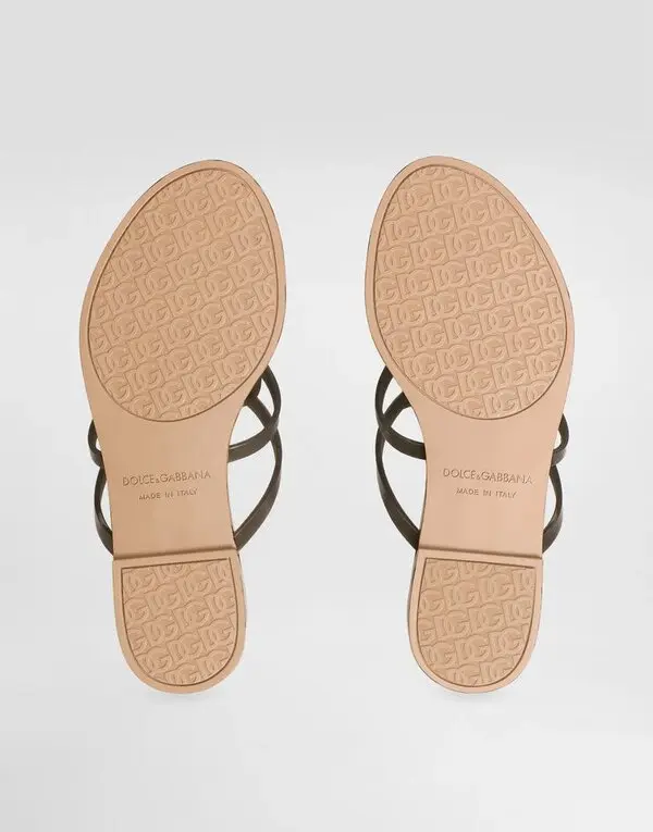 Dolce & Gabbana Leopard Print Logo Flip Flops - Multi-color