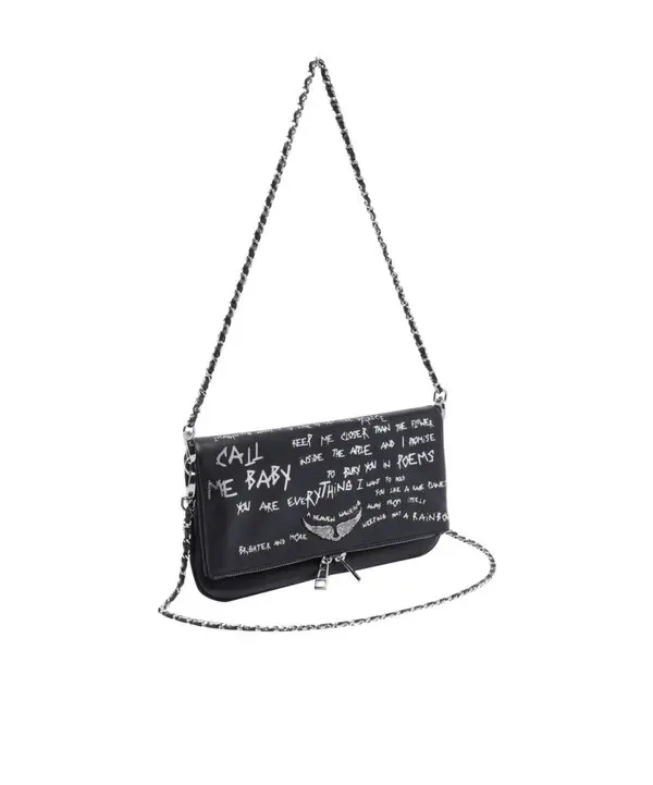 Zadig&Voltaire Graffiti Print Fold-over Shoulder Bag - Black