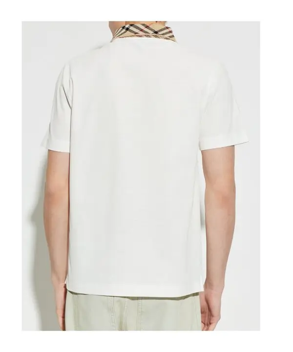 Burberry Checked Collar Polo Shirt - White