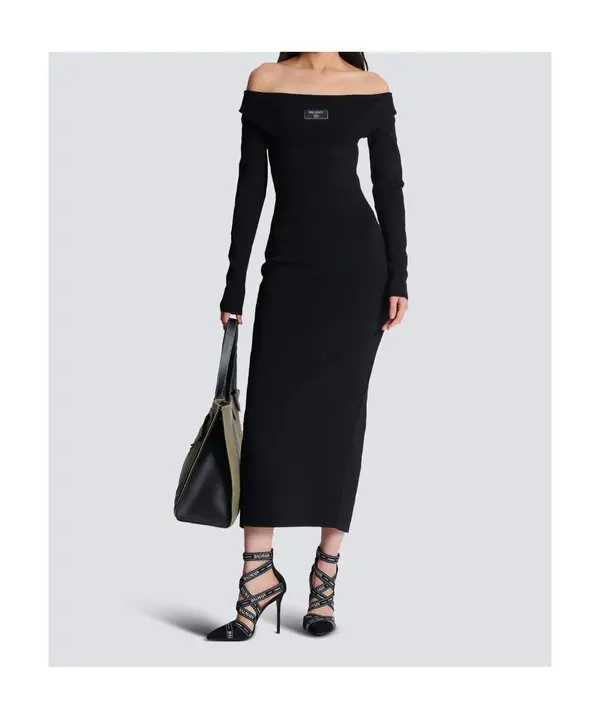 Balmain Long Knit Dress With Double Zipper