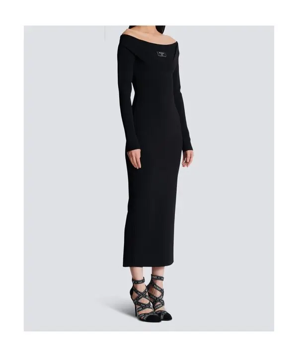 Balmain Long Knit Dress With Double Zipper