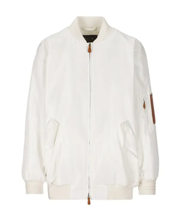 Loro Piana Zip-up Casual Jacket With Leather Trim - White