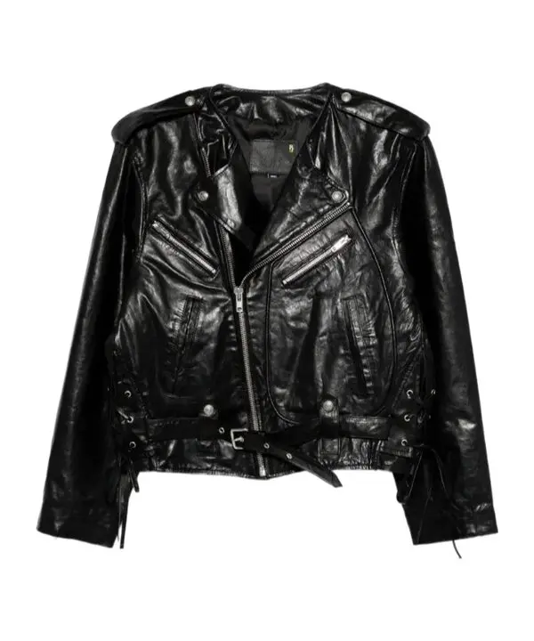 R13 Leather Zip Jacket With Belted Waist
