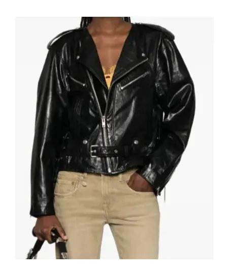 R13 Leather Zip Jacket With Belted Waist