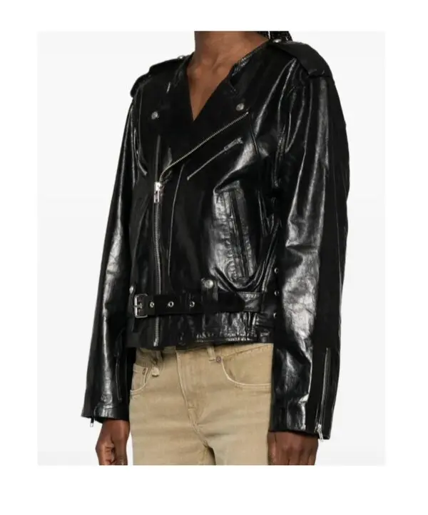 R13 Leather Zip Jacket With Belted Waist