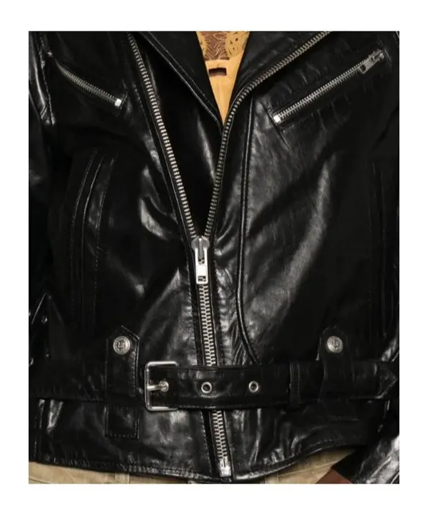 R13 Leather Zip Jacket With Belted Waist
