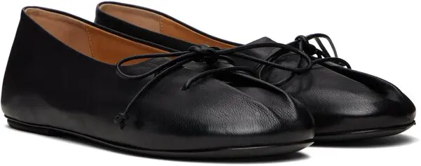 Marsèll Girella Ballet Flats With Ruched Laces - Black