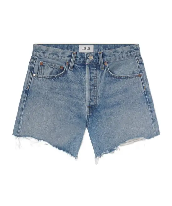 AGOLDE Parker Long Distressed Denim Shorts - Community