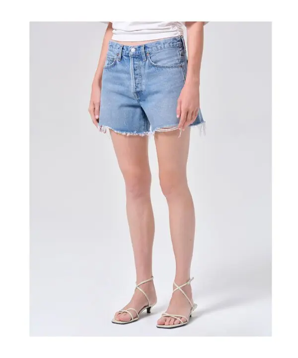 AGOLDE Parker Long Distressed Denim Shorts - Community