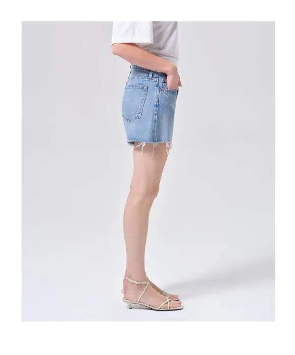 AGOLDE Parker Long Distressed Denim Shorts - Community