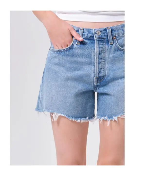 AGOLDE Parker Long Distressed Denim Shorts - Community