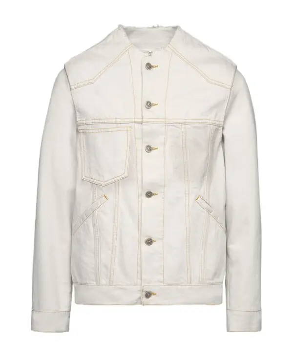 MAISON MARGIELA Collarless Buttoned Denim Jacket - White