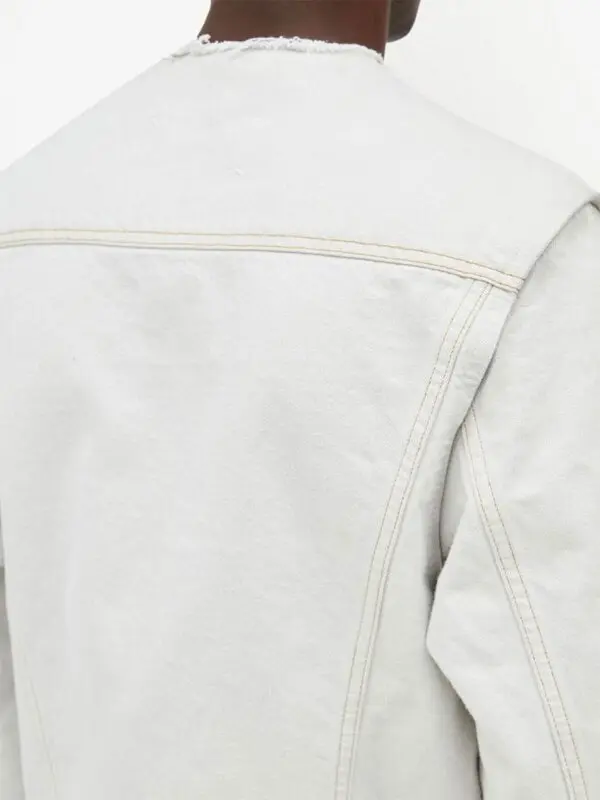 MAISON MARGIELA Collarless Buttoned Denim Jacket - White