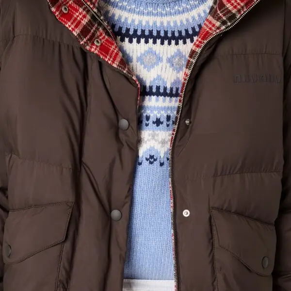 Miu Miu Zip-up Reversible Down Jacket With Stand Collar - Red/ebony