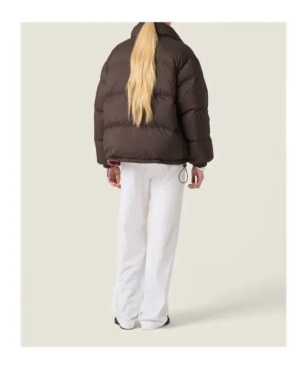 Miu Miu Zip-up Reversible Down Jacket With Stand Collar - Red/ebony