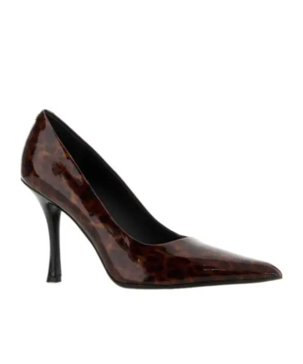FERRAGAMO Printed Pointed Toe High Heel Pumps - Black
